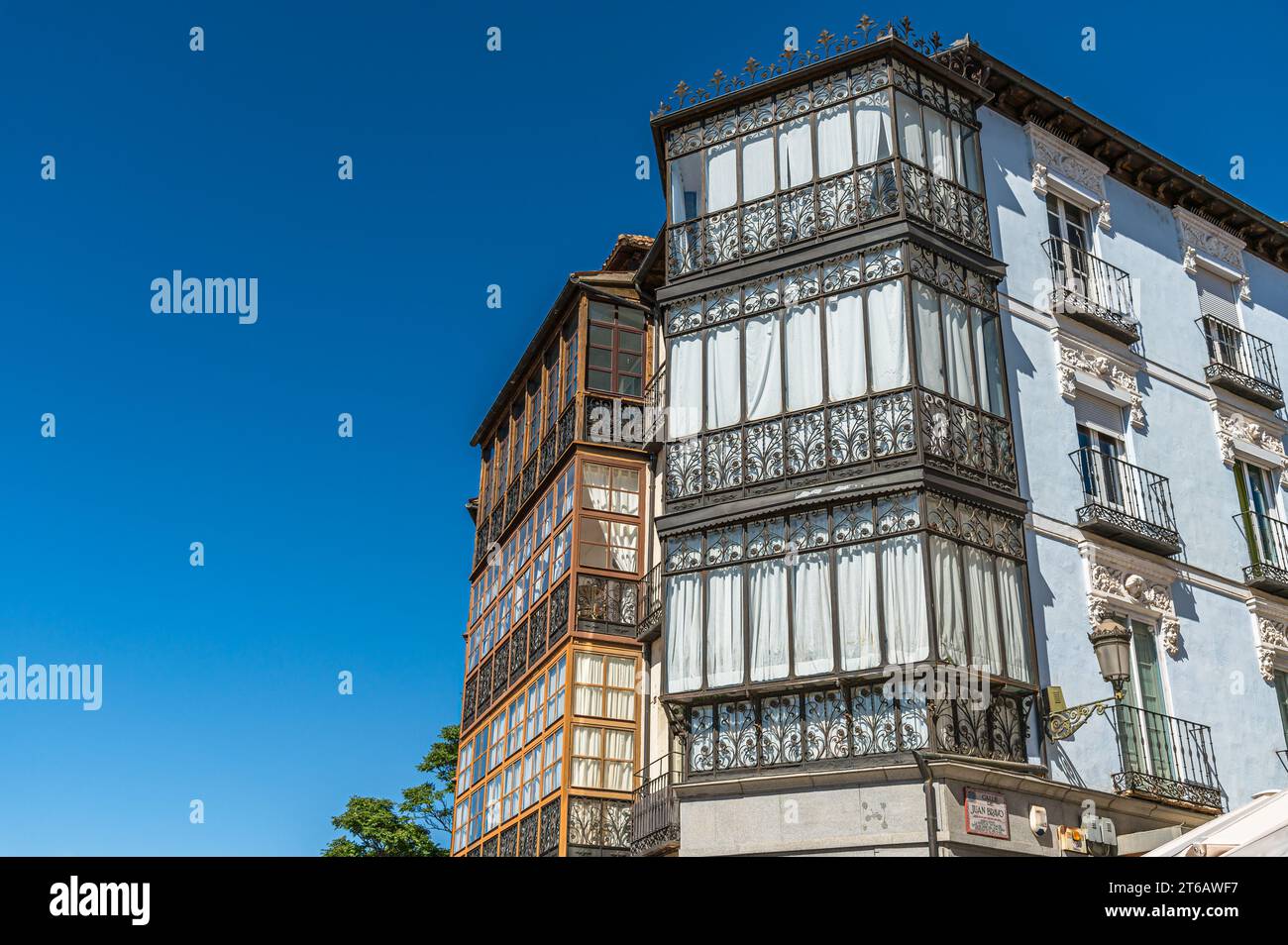 Architecture in the old town of the medieval city of Segovia, Castile ...