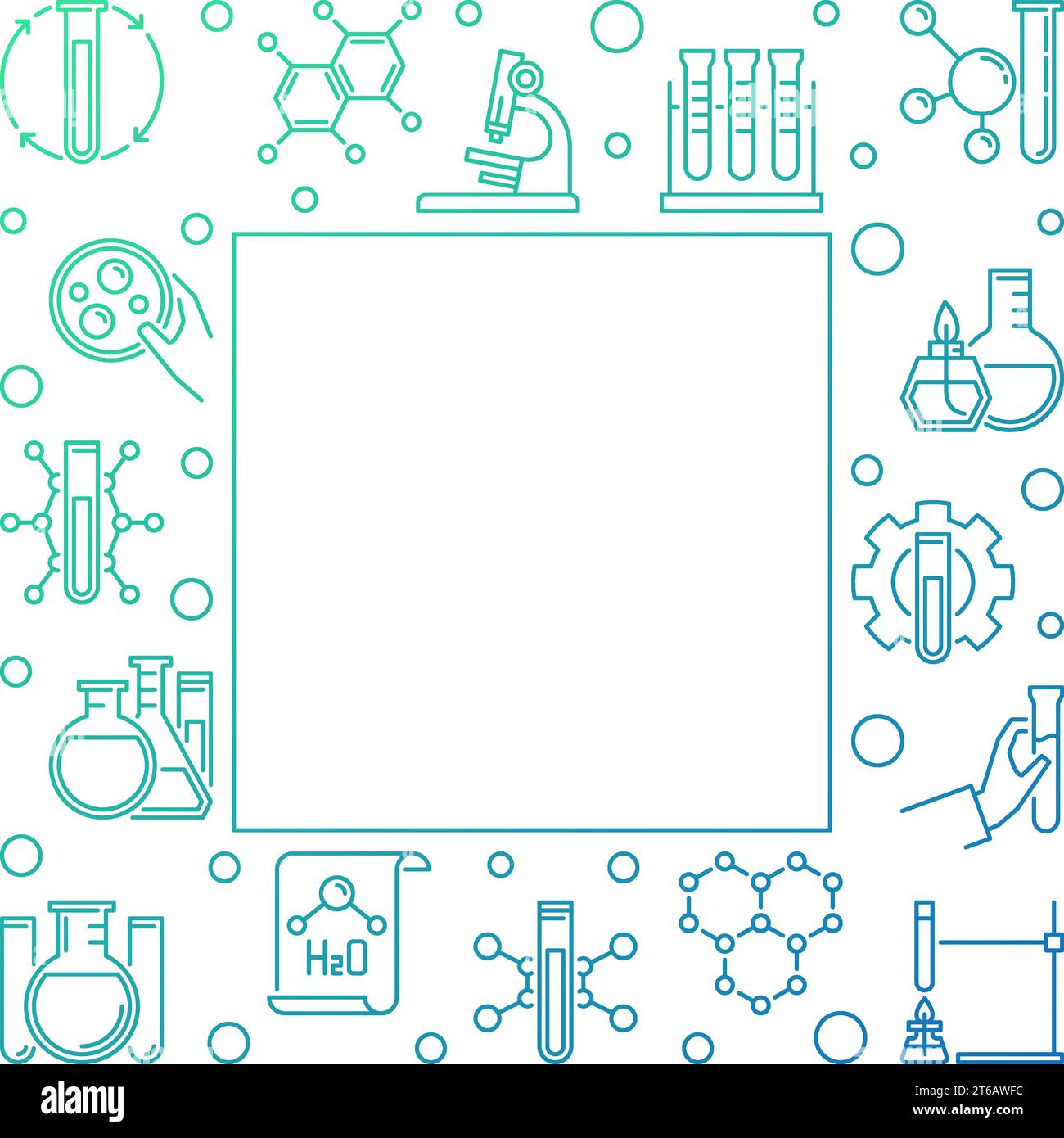 Chemical outline colorful illustration with square frame - vector ...