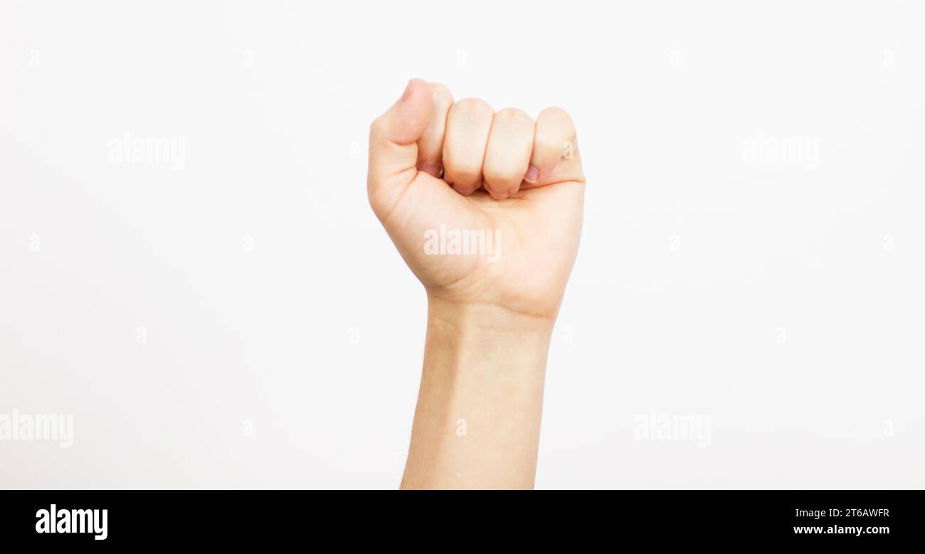 human hand in fist isolated on white background, activity concept Stock ...