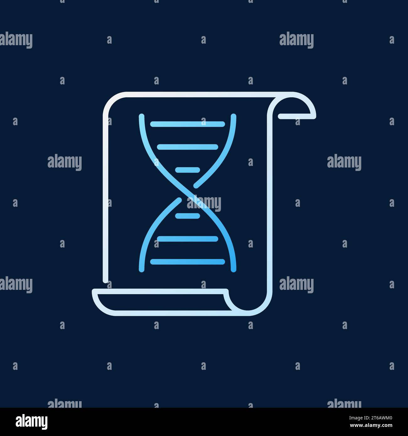 Paper with DNA sign vector concept outline colored icon on dark ...
