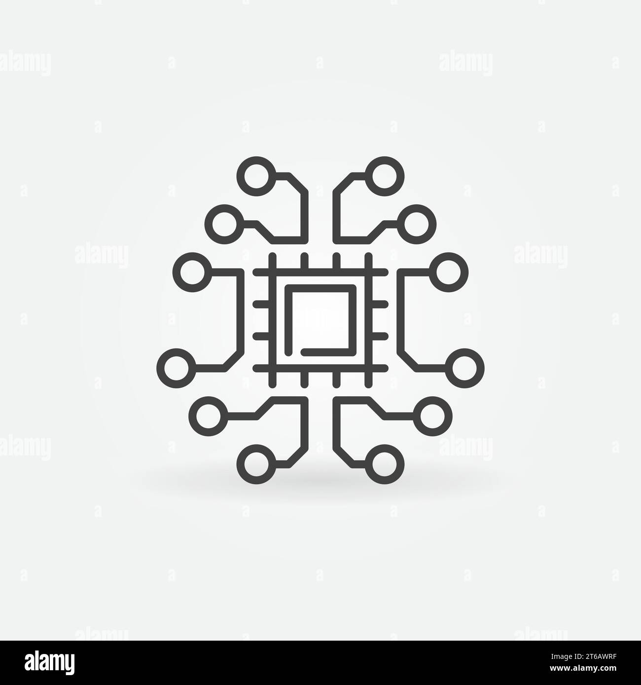 Tech brain line icon. Computer Chip inside Brain outline vector concept ...