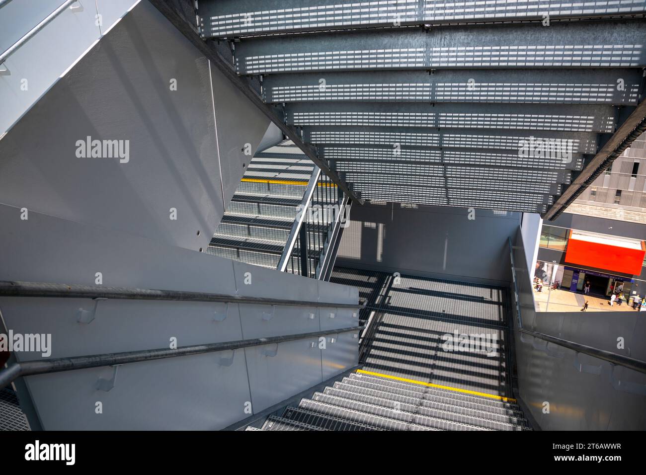 Emergency exit, metal staircase with steps Stock Photo - Alamy
