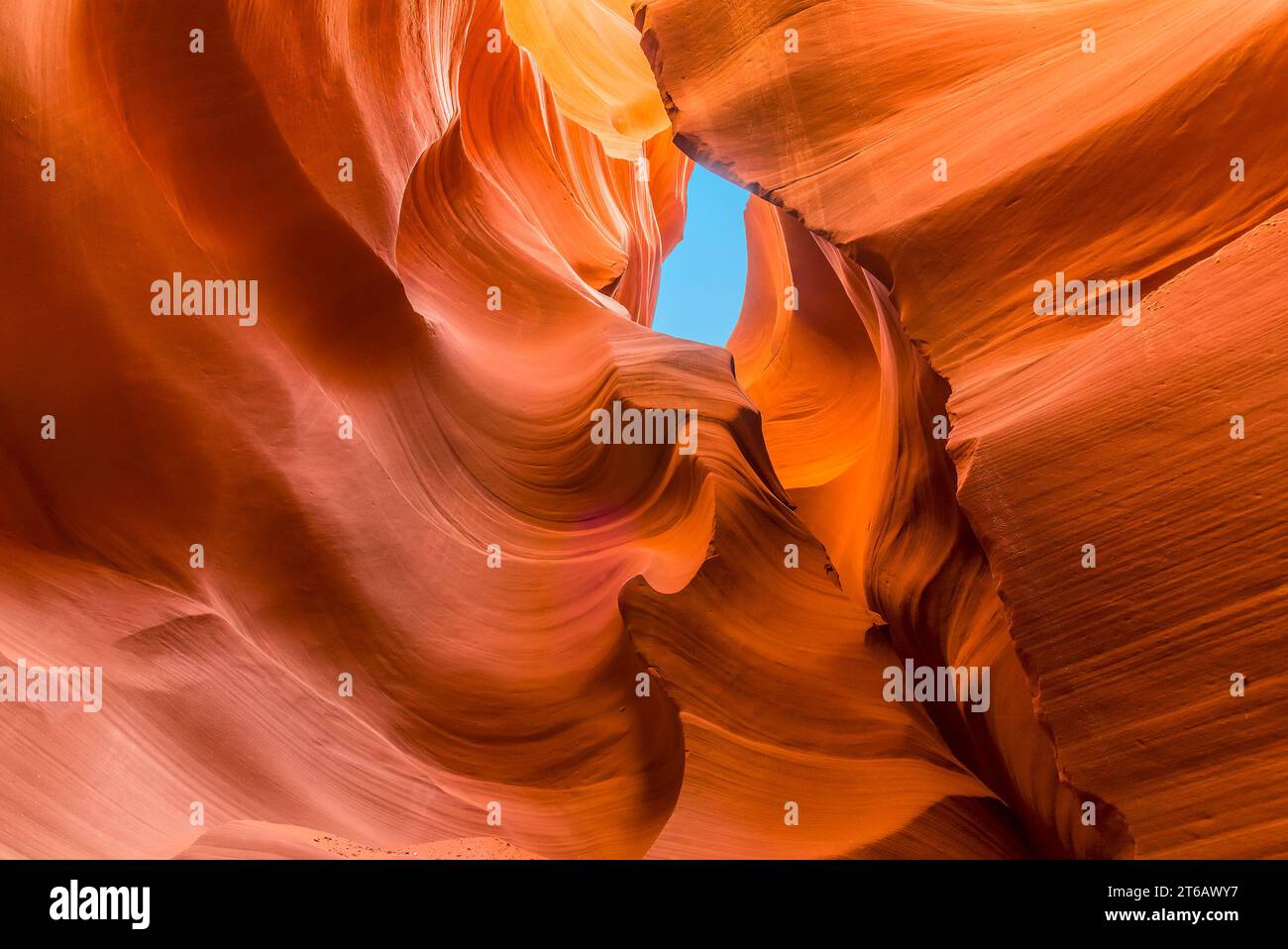 Wave shapes eroded into the rock faces in lower Antelope Canyon, Page ...