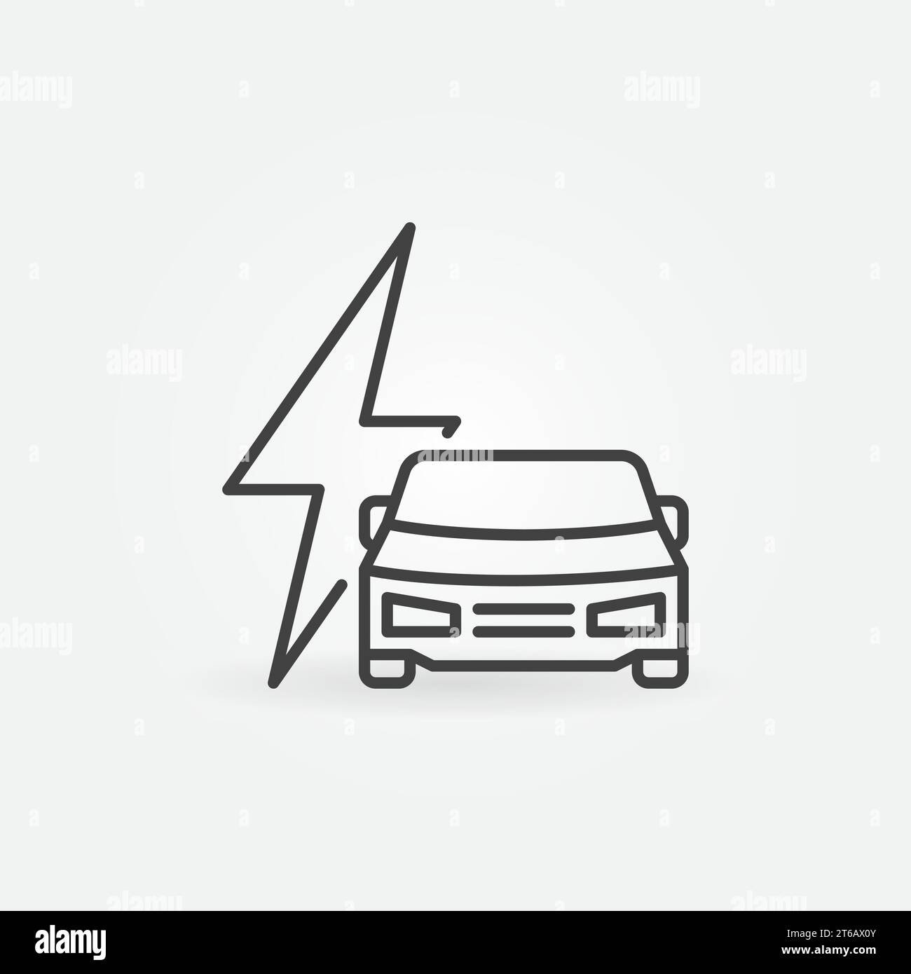 Car and Lightning linear vector icon. EV concept outline symbol or logo ...