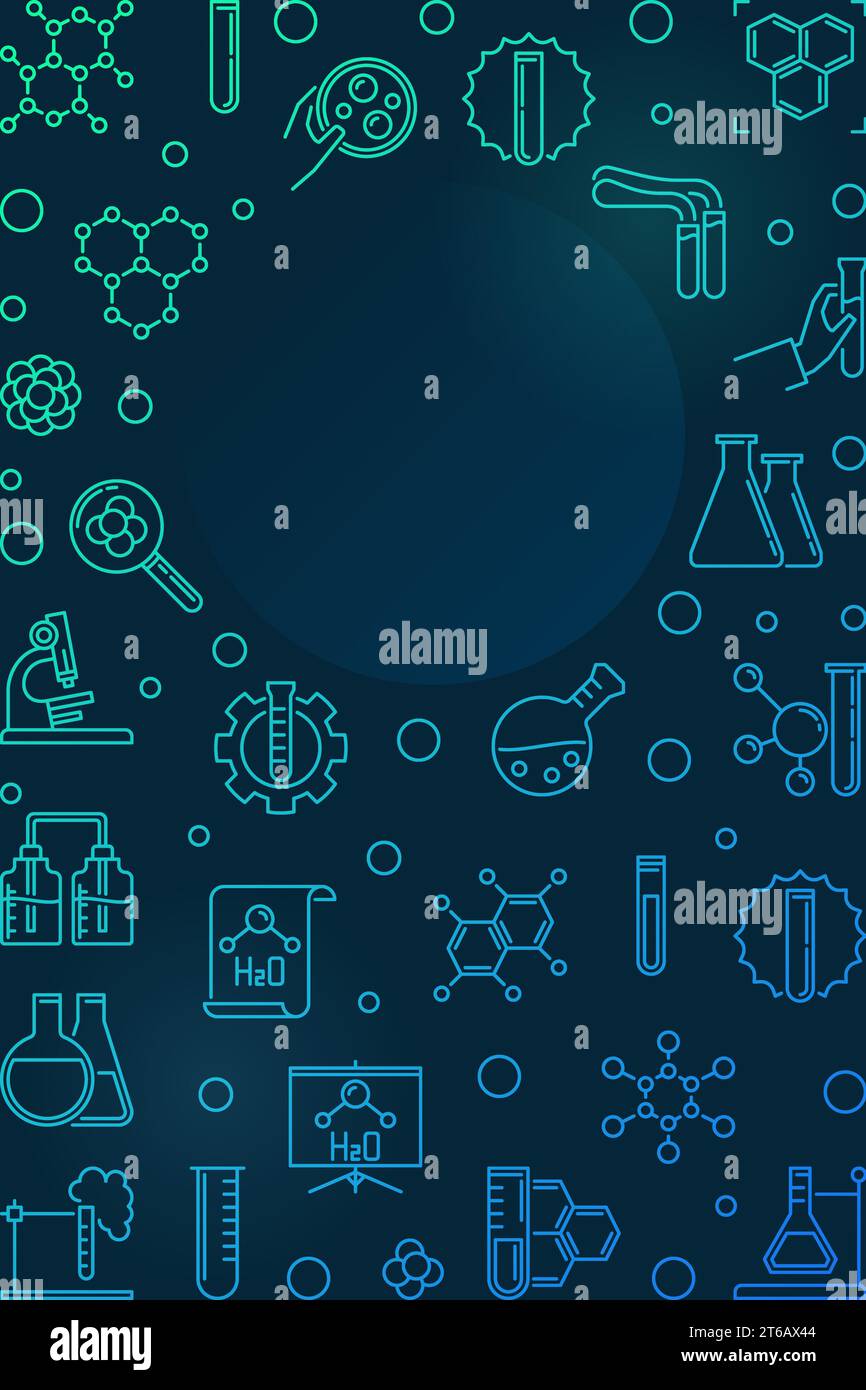 Chemical vertical colored minimal thin line frame - vector chemistry ...