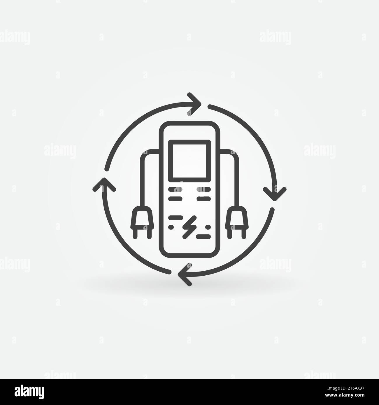 EV Charging Point with Arrows vector concept icon or symbol in thin ...