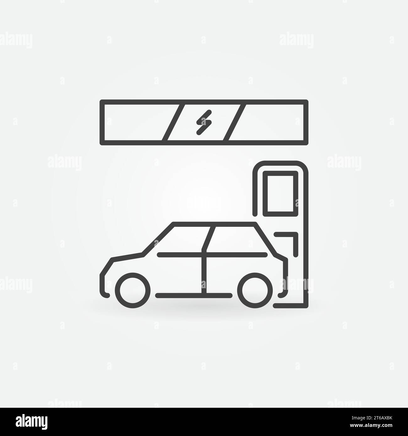 Electric Car at EV Charging Station vector concept icon or symbol in ...