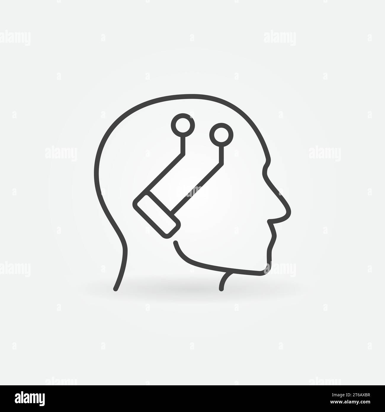 Human Head with Computer Chip vector concept line icon or symbol Stock ...