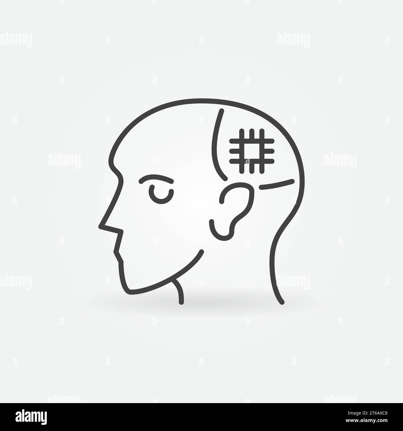 Human Head with Chip vector concept icon or sign in outline style Stock ...