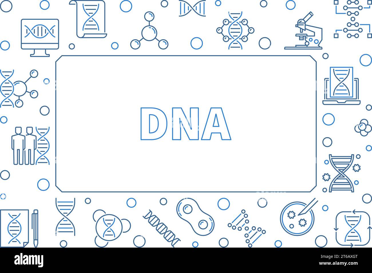DNA horizontal outline frame. Vector concept illustration made with ...