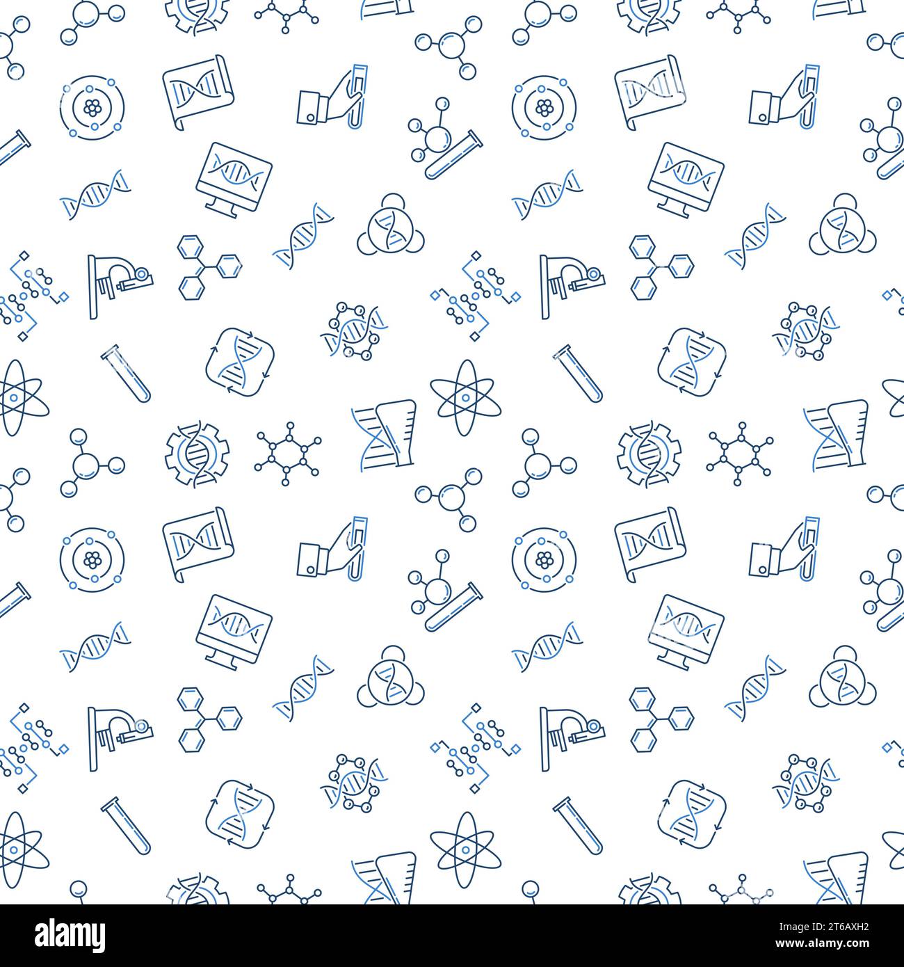 Genetics concept vector creative seamless pattern or background in thin ...