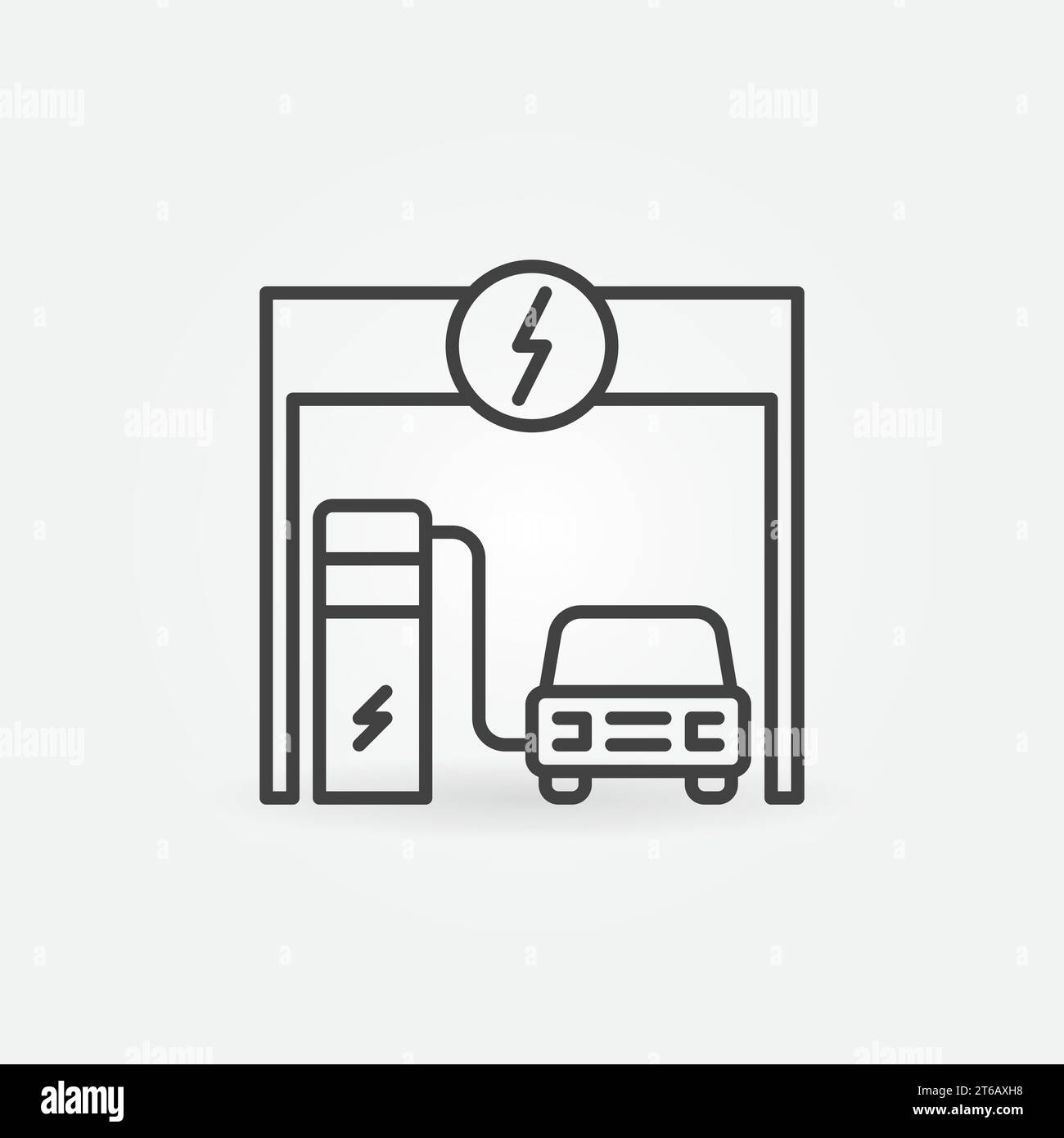 Car Charging at Electric Recharging Point vector concept icon or symbol ...