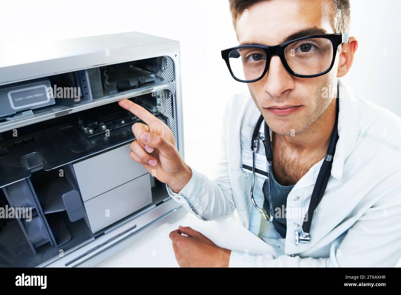 Technician pointing problem machine hi-res stock photography and images ...