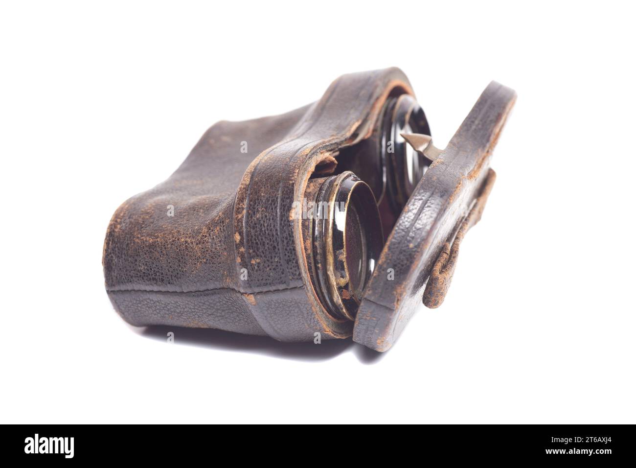 vintage military field glass in case isolated on white background Stock ...