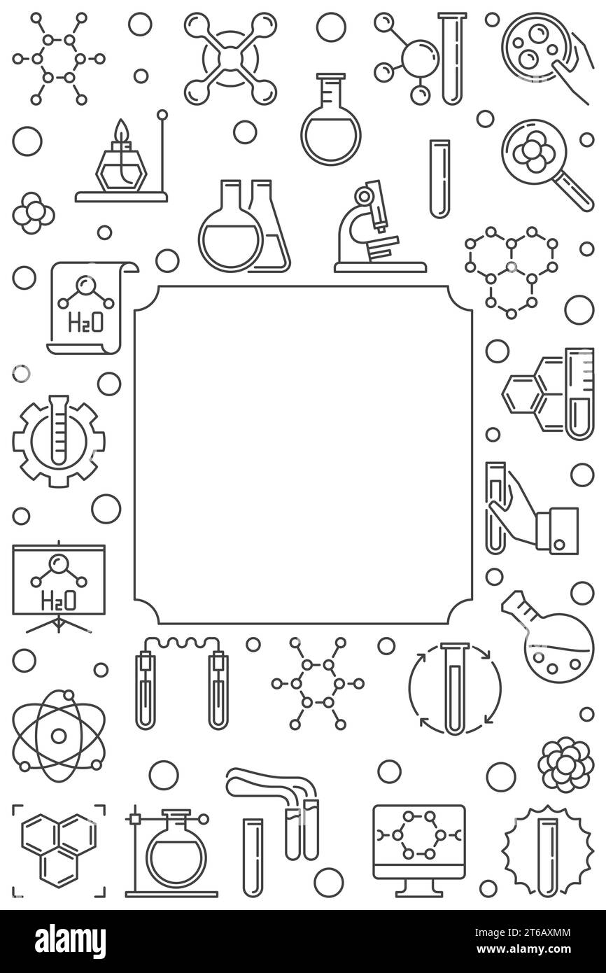Vector Chemistry vertical minimal background with square frame and ...