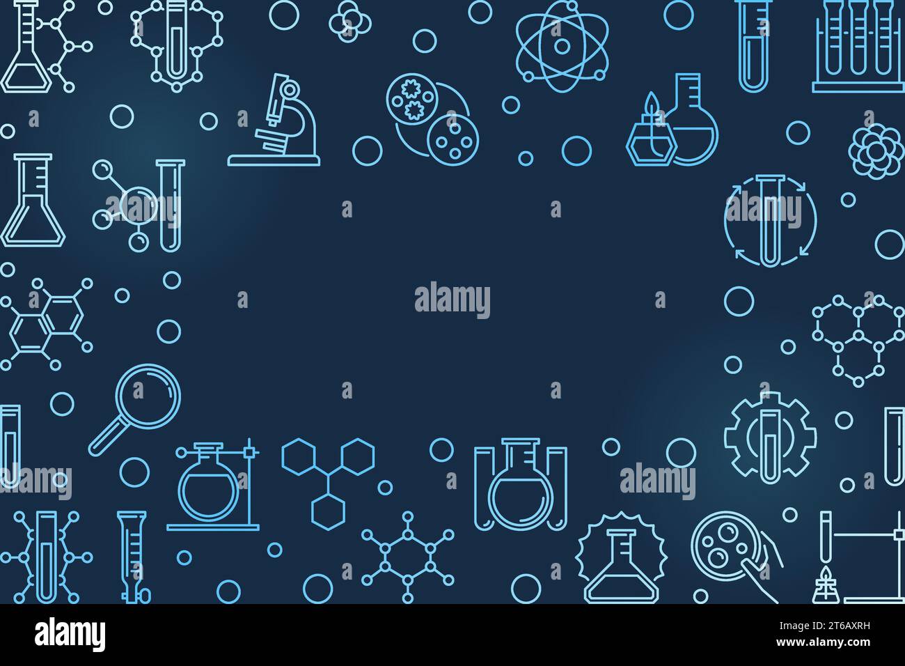 Chemical blue modern horizontal frame in thin line style - vector ...