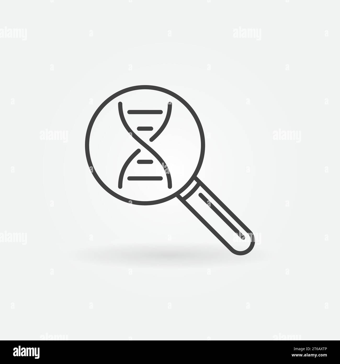 DNA in Magnifier vector linear icon. Genetics Research concept symbol ...