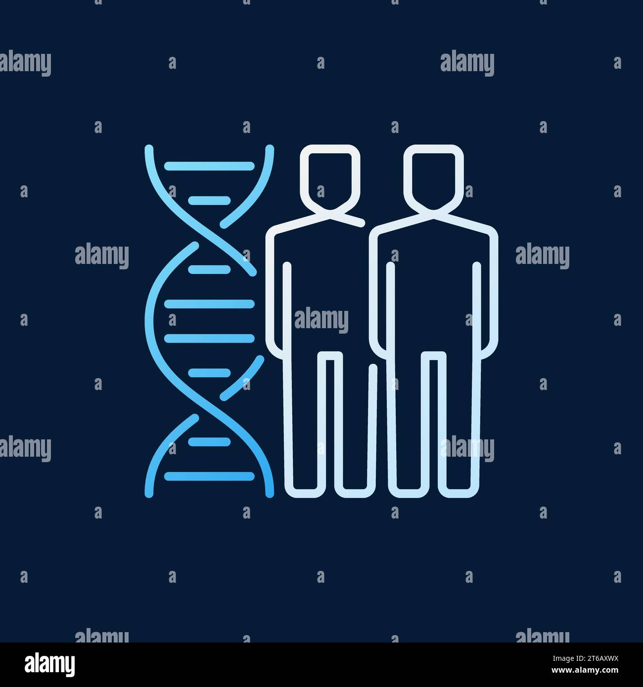 People with DNA double helix vector concept linear colored icon on dark ...