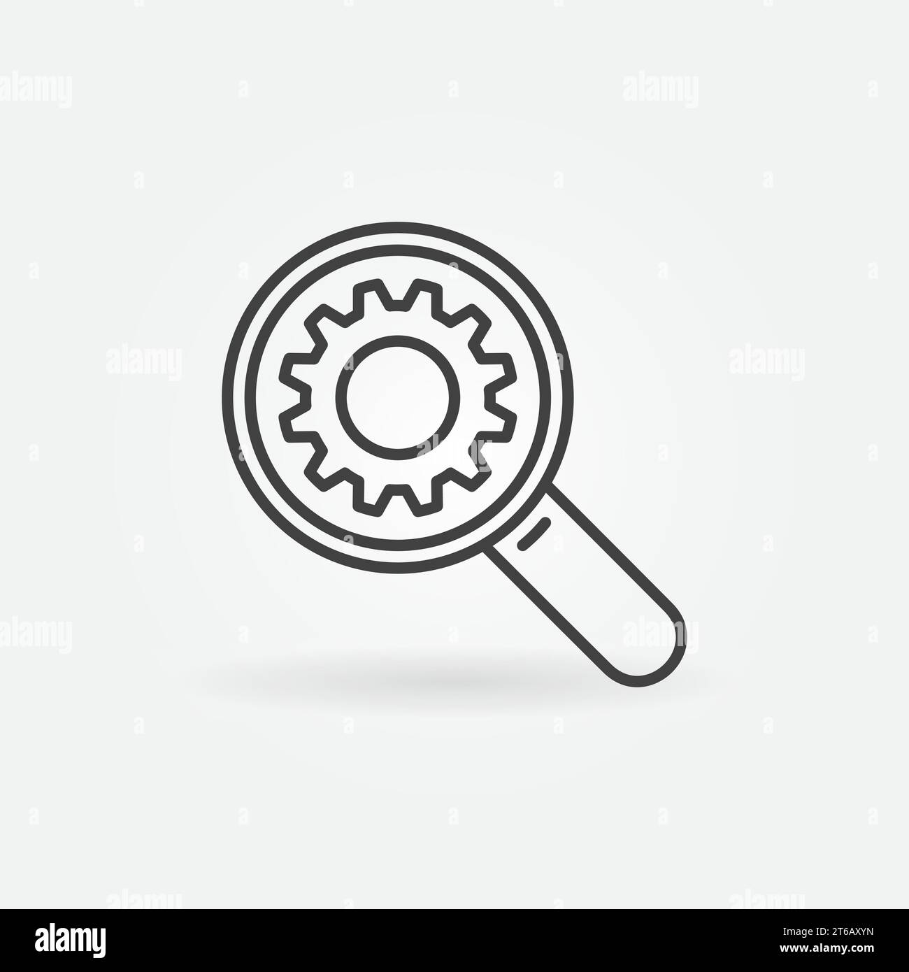 Magnifier with Cog Wheel line icon. Magnifying Glass with Gear vector ...
