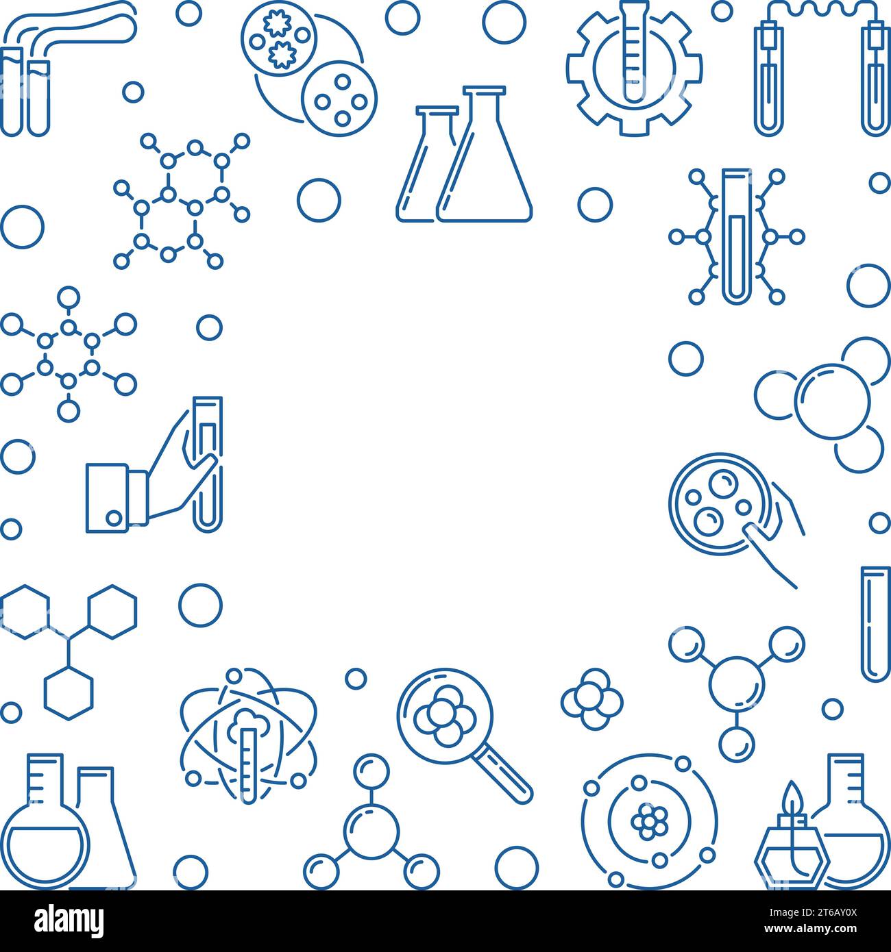 Chemistry blue linear square frame with empty space for text. Vector ...