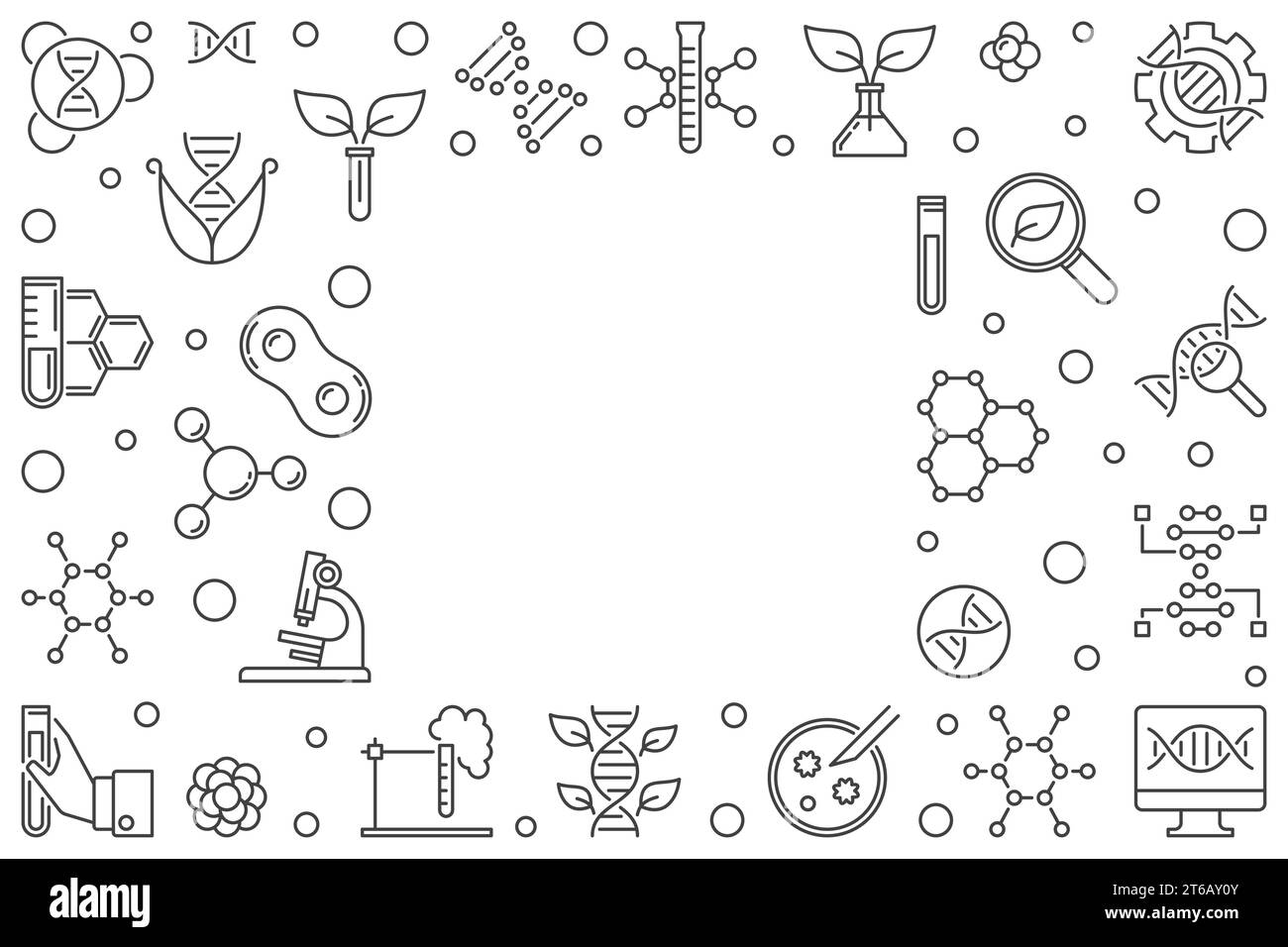 Vector Biotechnology or Biotech concept minimal horizontal frame or ...
