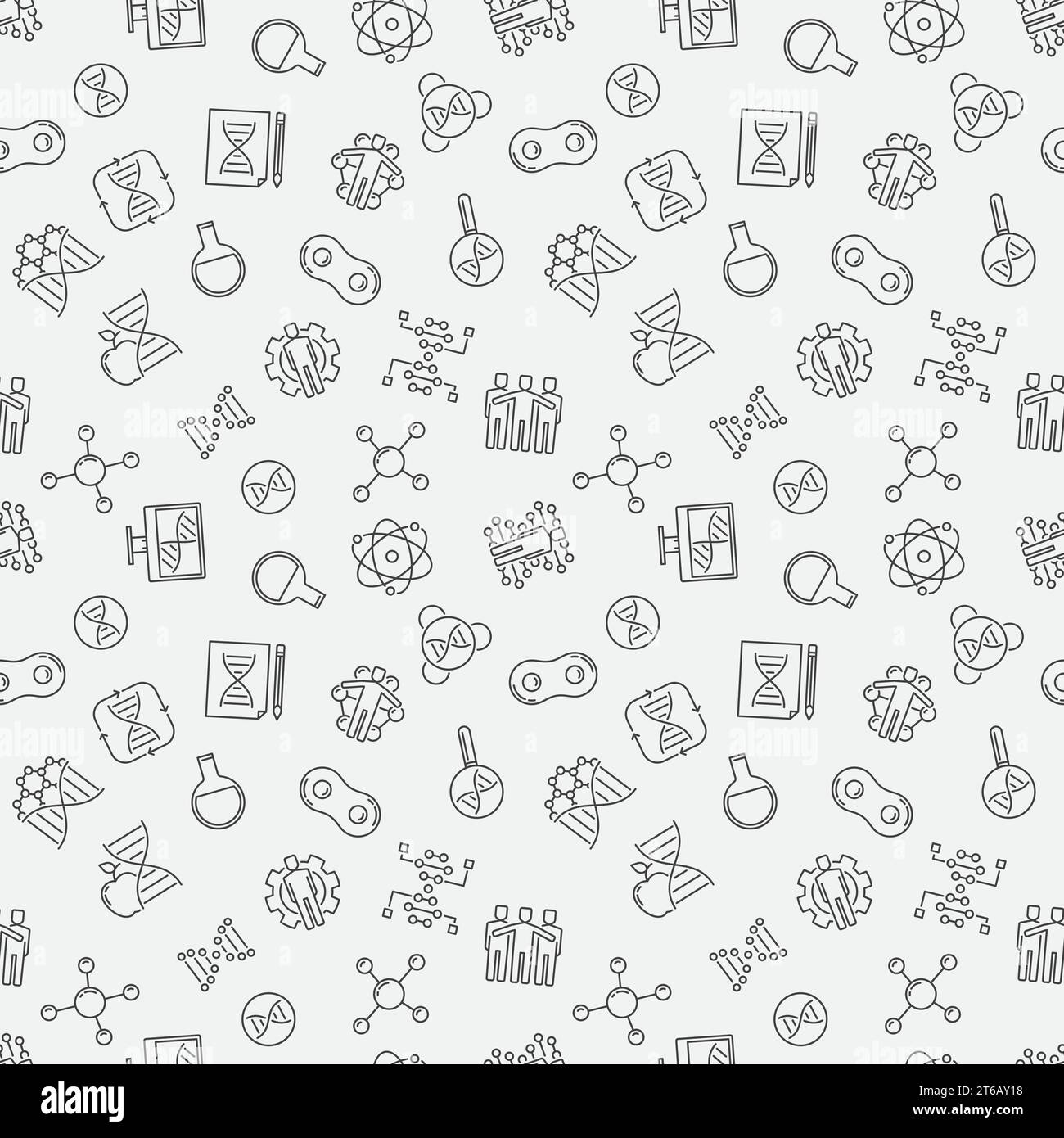 Cloning vector minimal linear pattern. Human cloning seamless background in thin line style ...