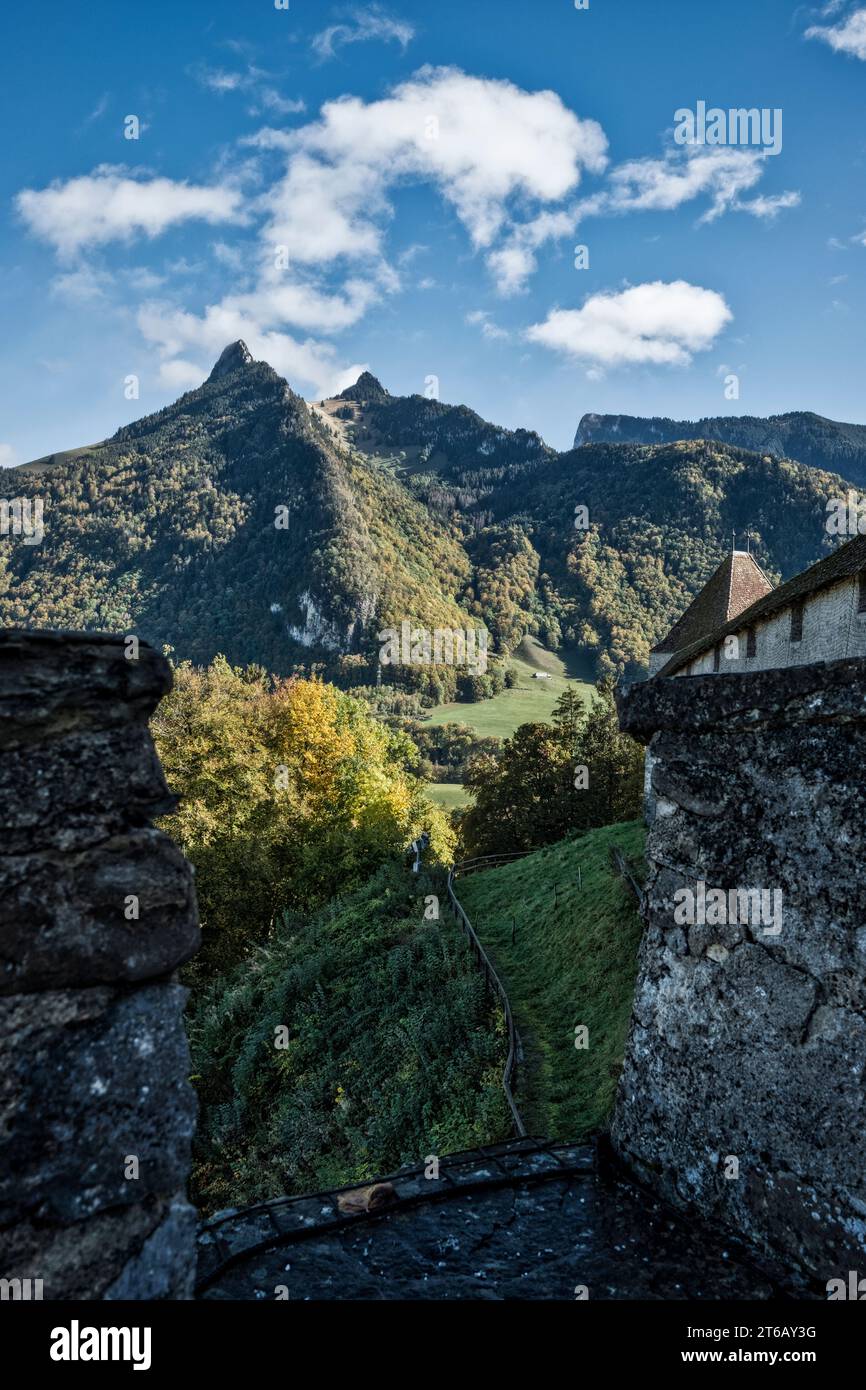 Dent de Broc and Dent du Chamois in La Gruyere, Switzerland Stock Photo ...