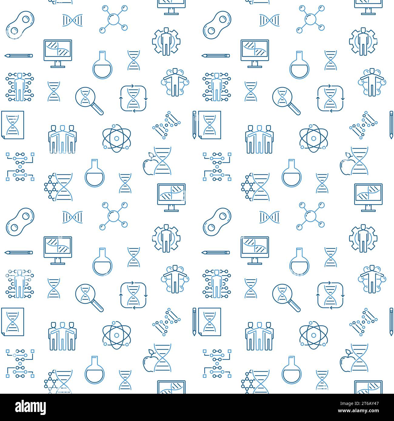 Cloning and Science concept vector creative linear seamless pattern or background Stock Vector ...