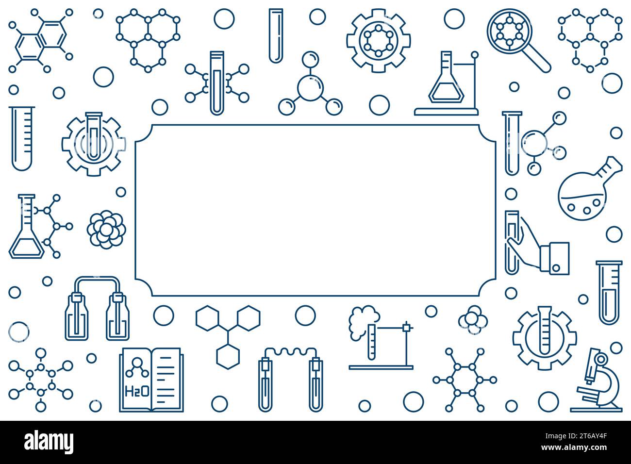 Chemistry vector minimal horizontal illustration or frame in thin line ...
