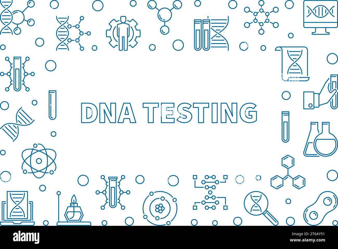 Vector DNA Testing creative outline horizontal frame or illustration on ...