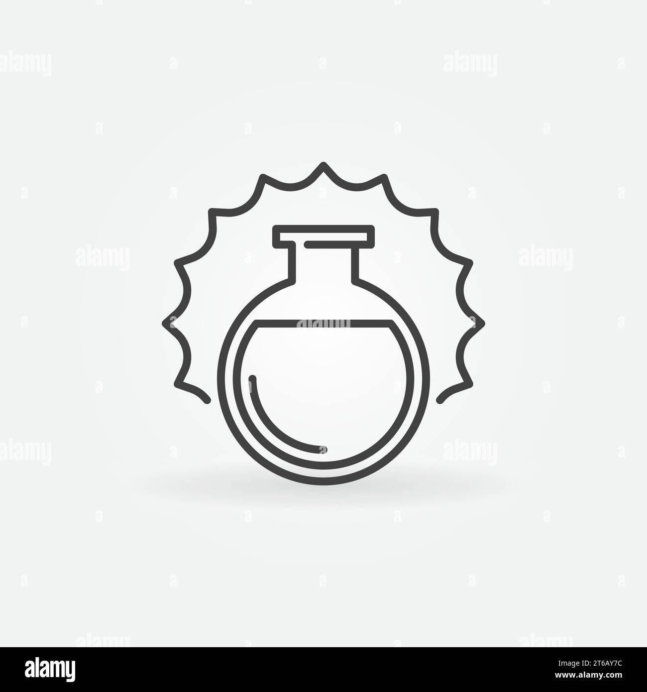 Round-bottom flask linear concept icon. Vector chemistry glassware ...