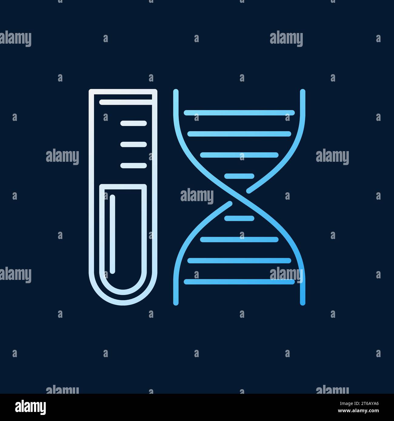 Test Tube with DNA double helix vector colorful outline icon on dark ...