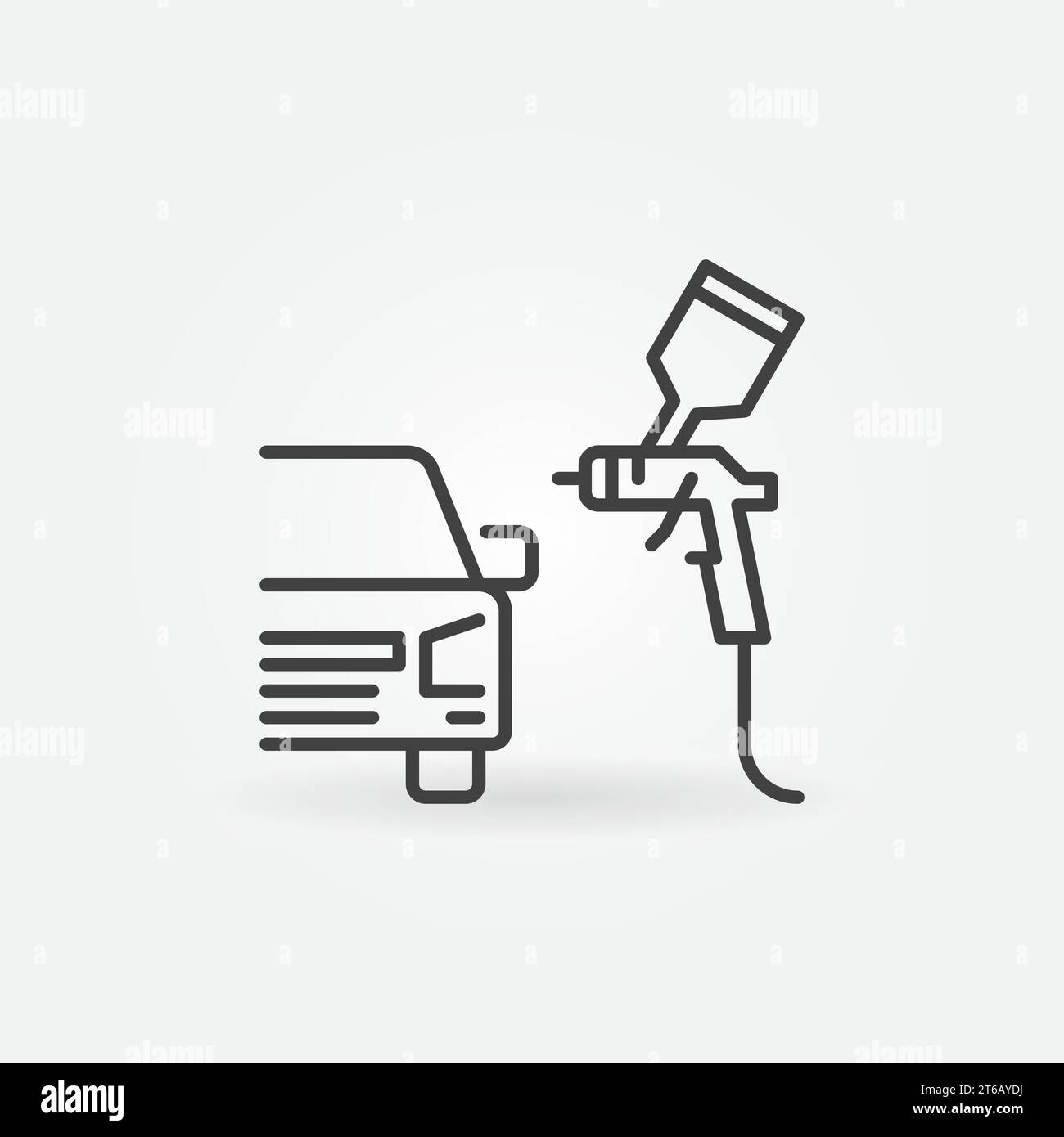 Paint Spray Gun with Car outline vector icon. Auto Body Painting ...