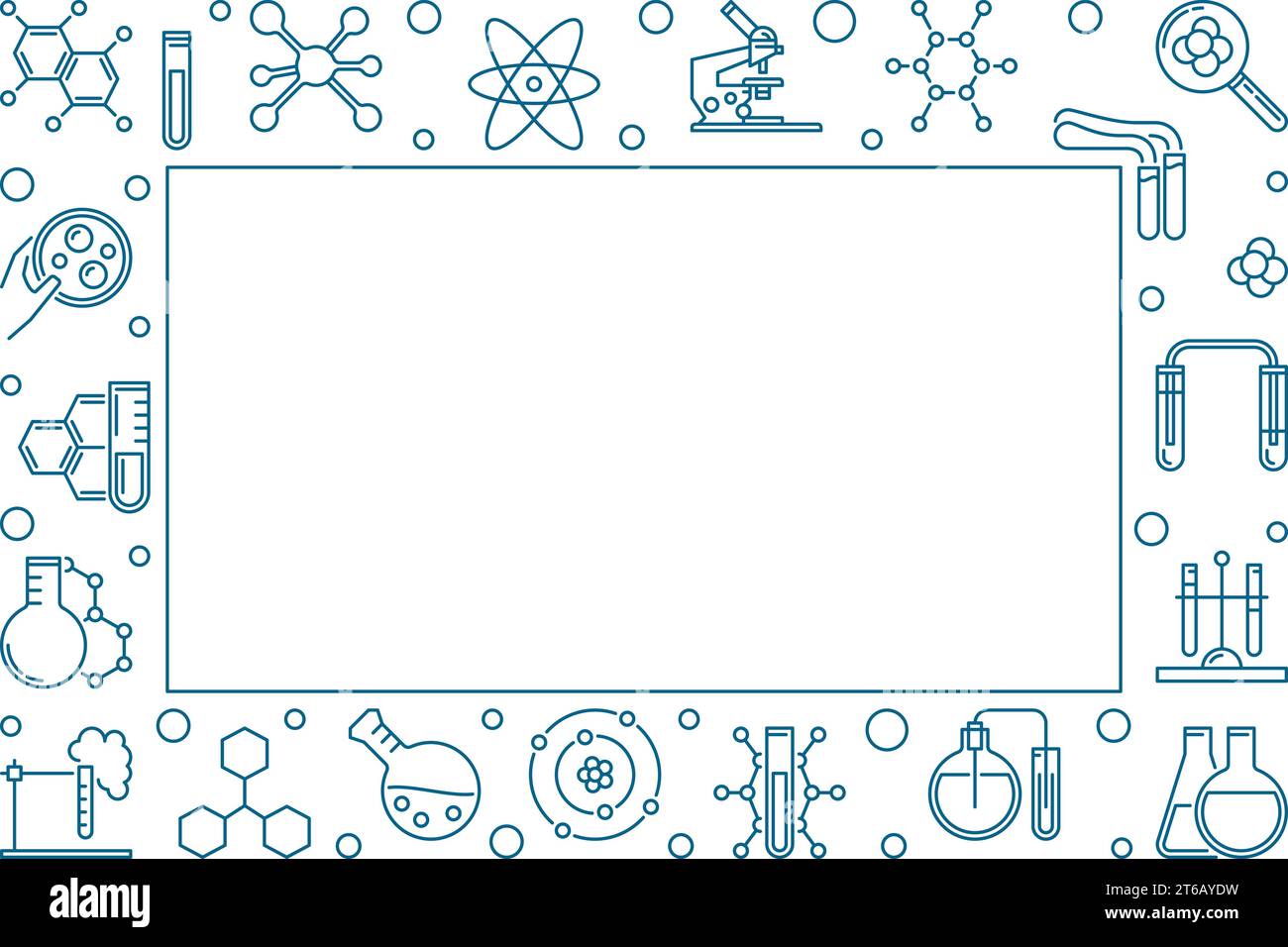 Chemistry vector minimal horizontal frame with chemical outline icons ...