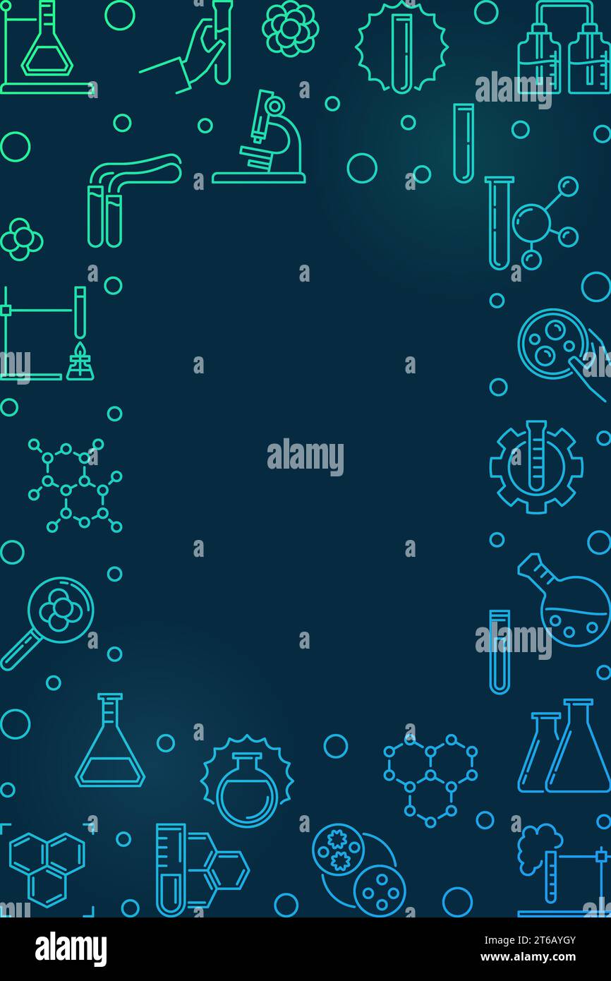 Chemistry vertical vector linear colorful banner with empty space for ...