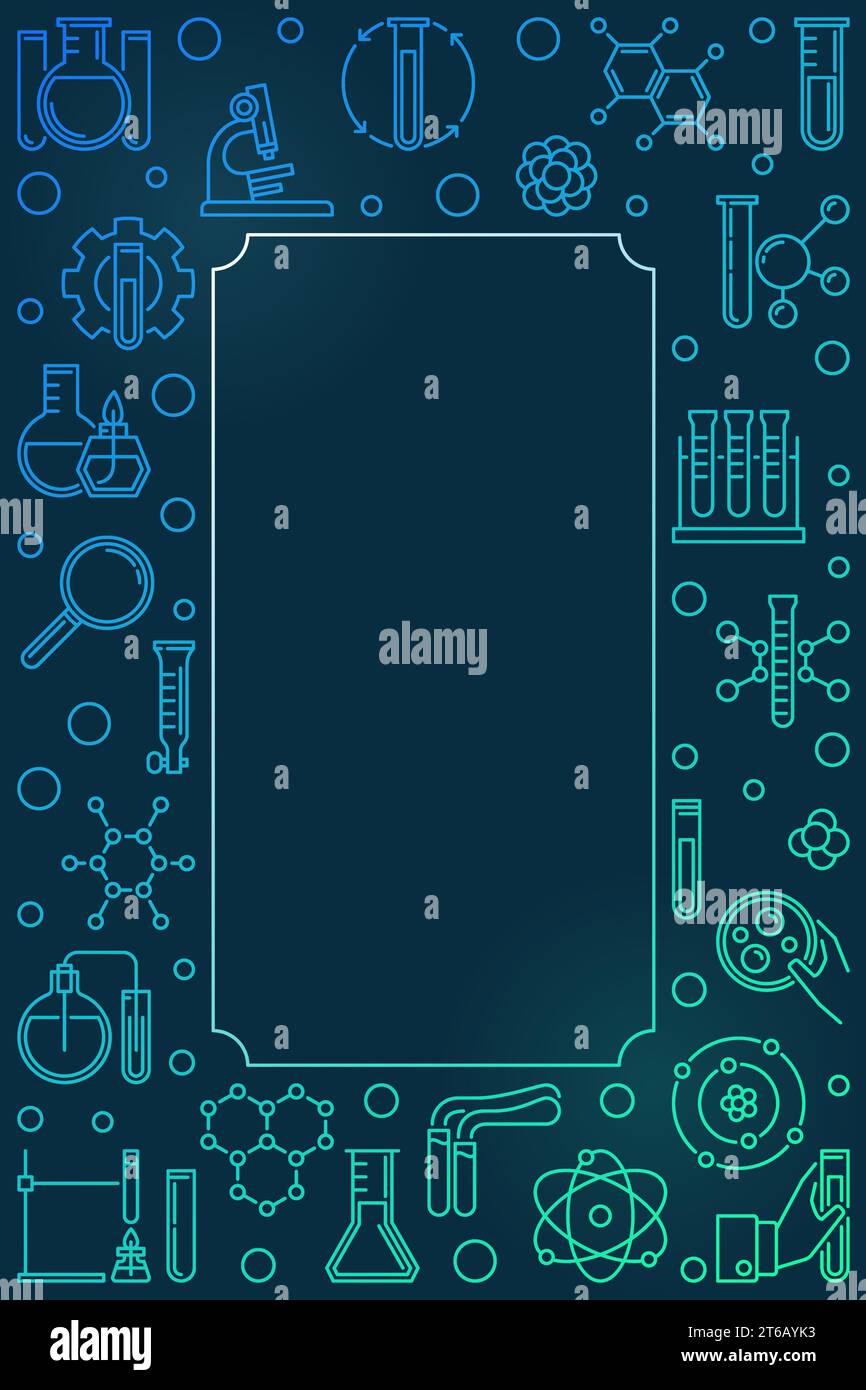 Colorful vertical vector frame with Chemistry outline icons - chemical ...
