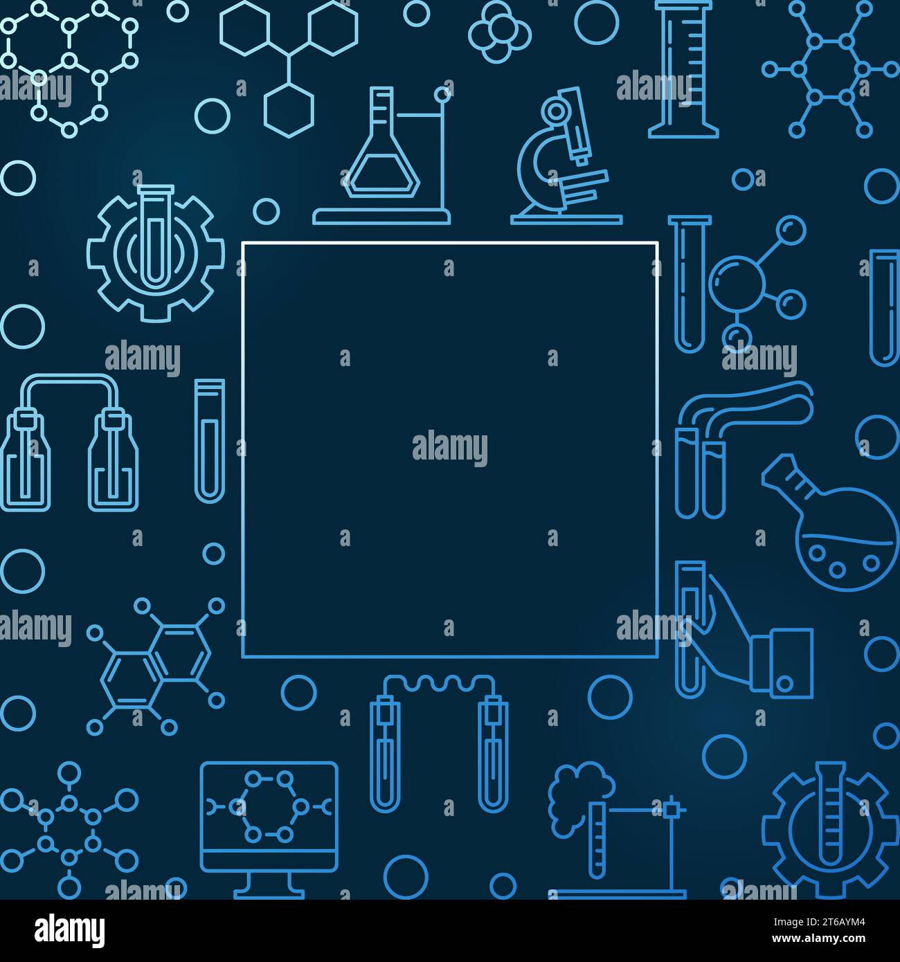 Chemistry creative outline colorful square frame - vector chemical ...