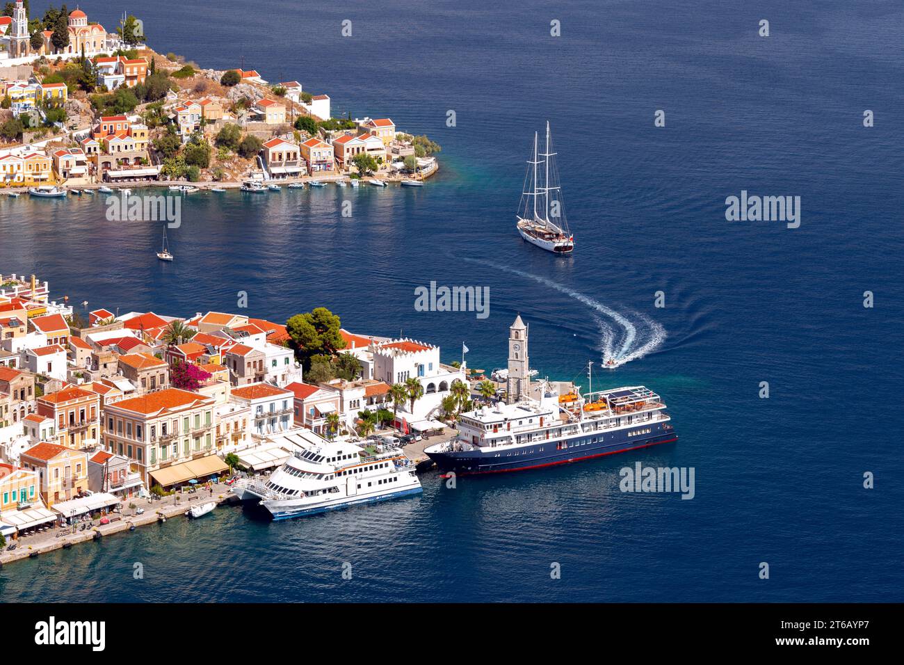 Aerial view of the mountains and colorful traditional multi-colored ...