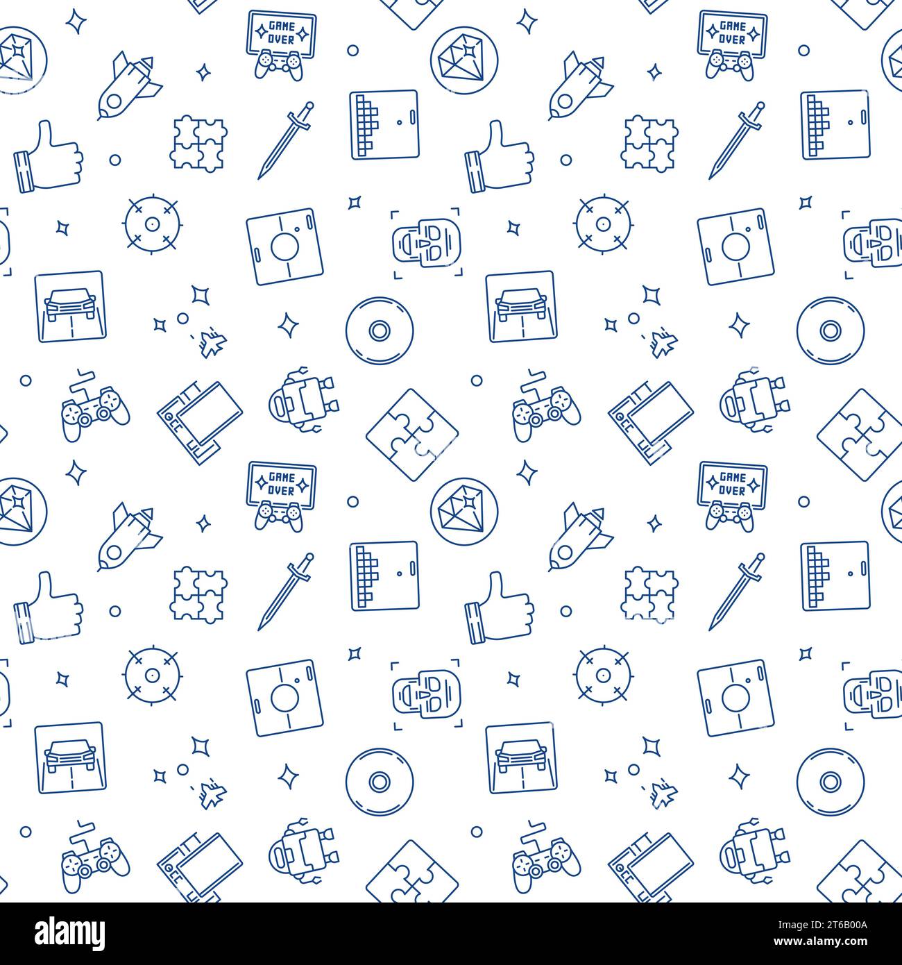Gamer or Video Games vector concept outline seamless pattern Stock ...