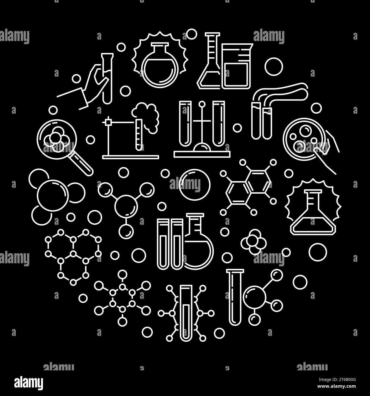 Laboratory Experiments vector Chemistry concept round outline ...