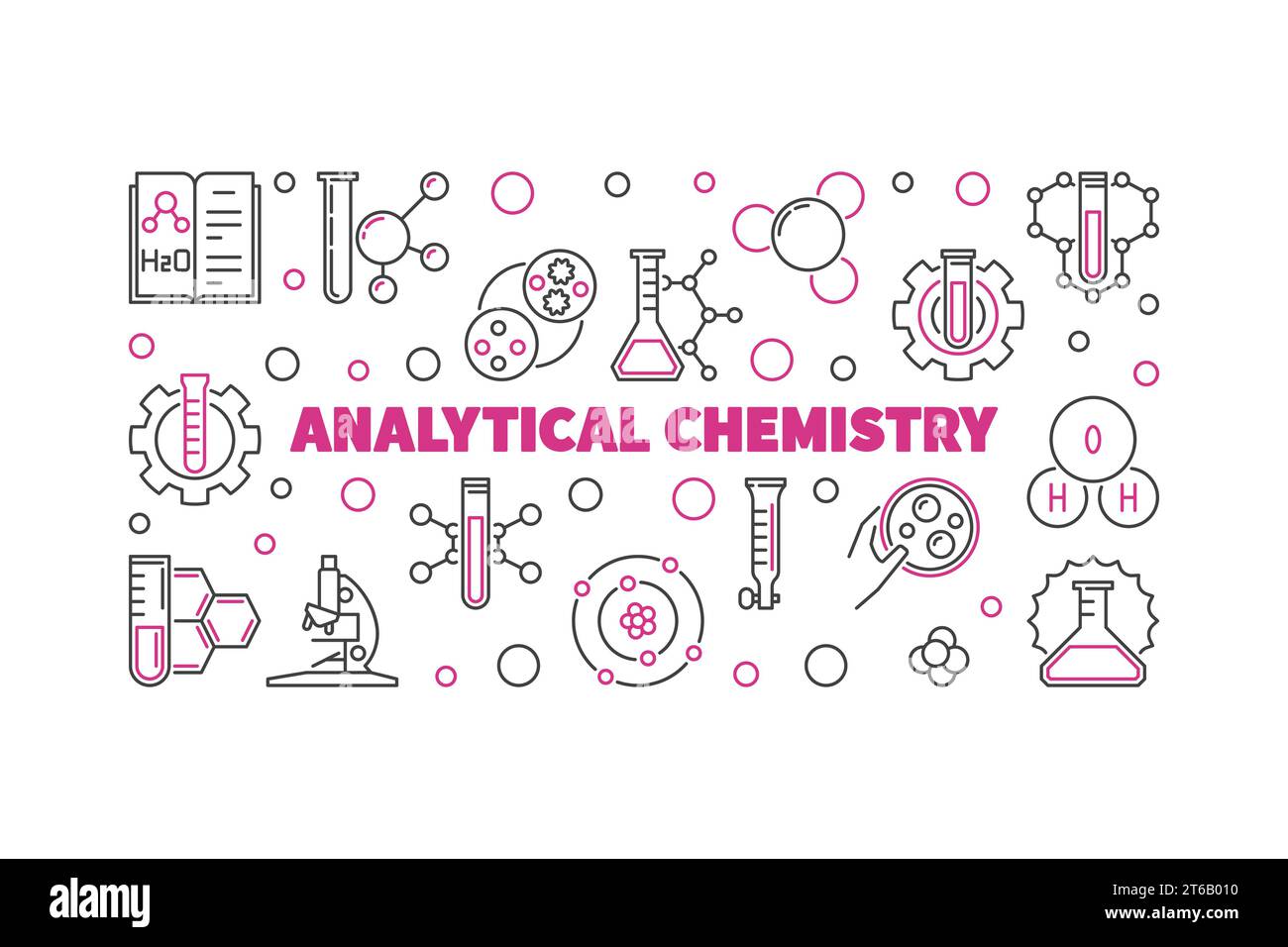 Analytical Chemistry concept horizontal illustration in thin line style ...