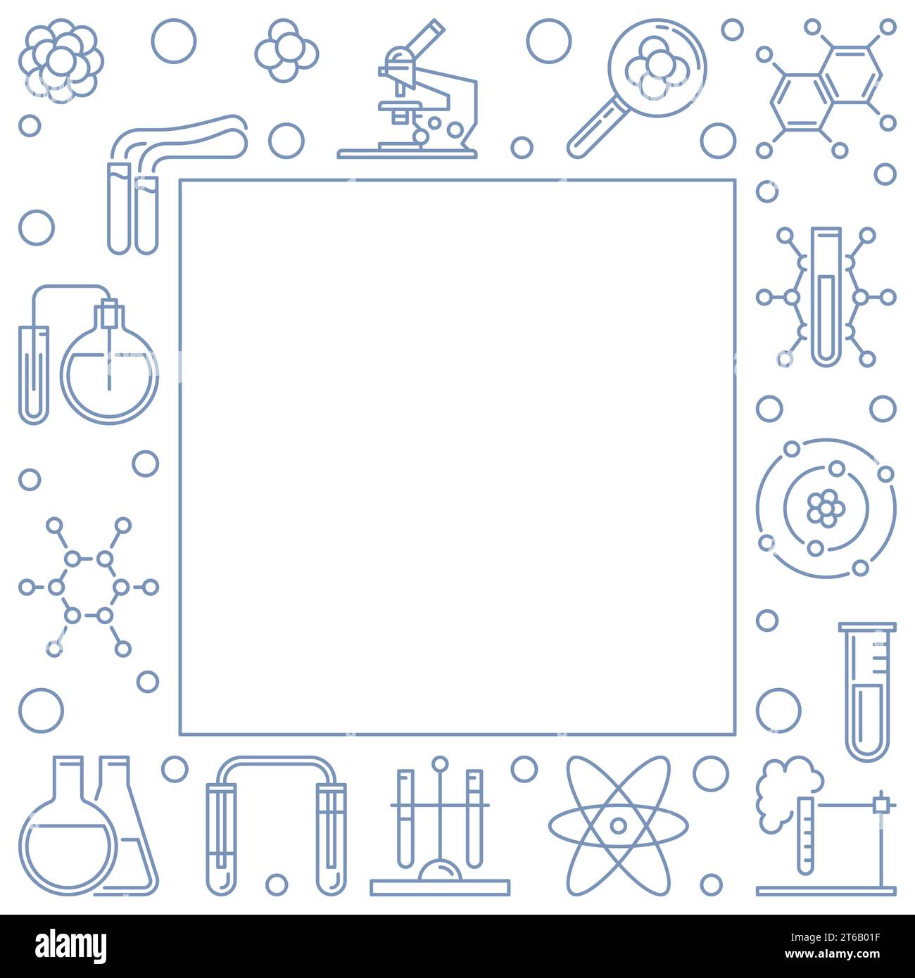 Chemistry outline vector simple square frame. Chemical illustration ...
