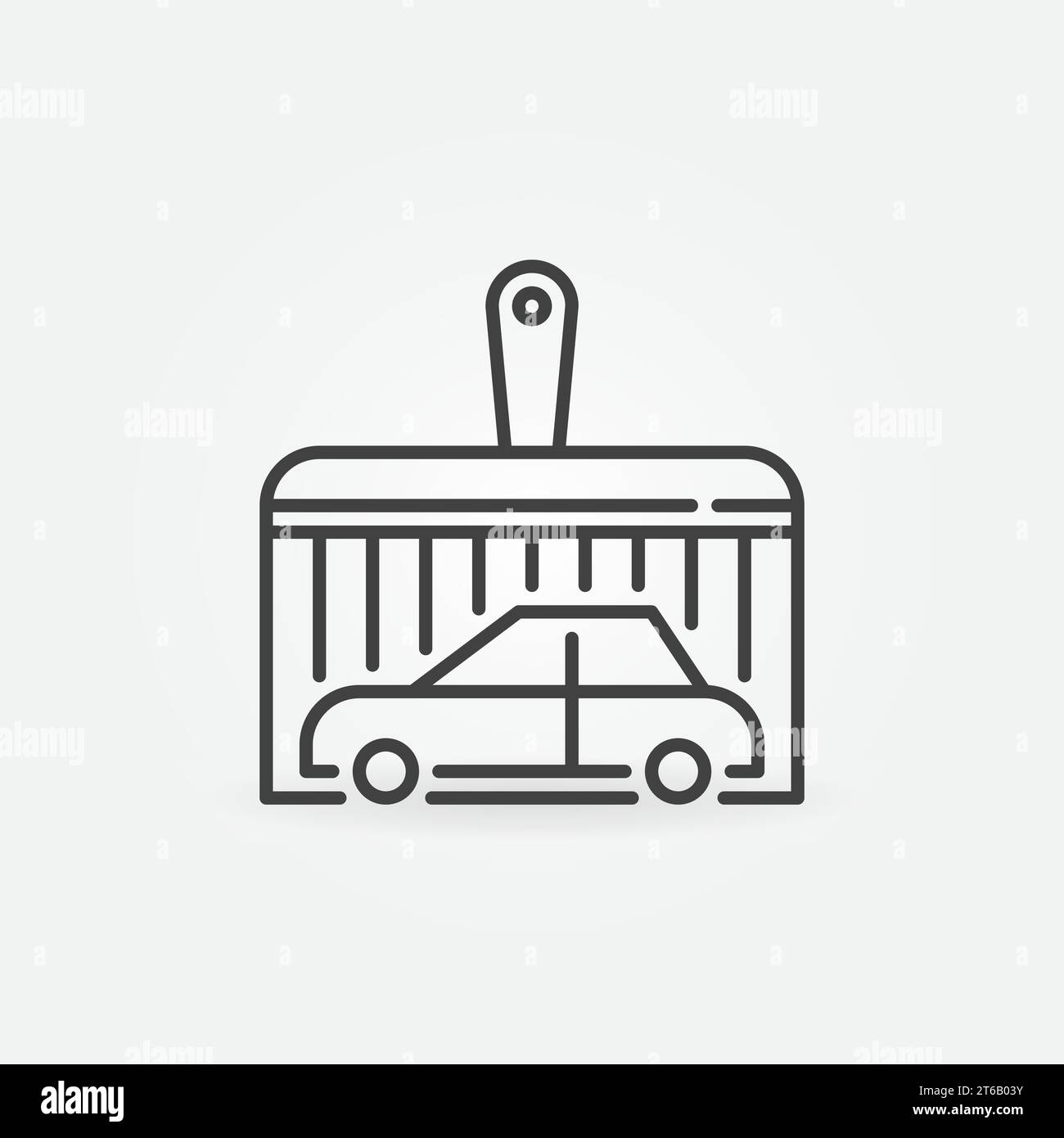Paint Brush with Car vector line icon. Auto Body Painting concept sign ...