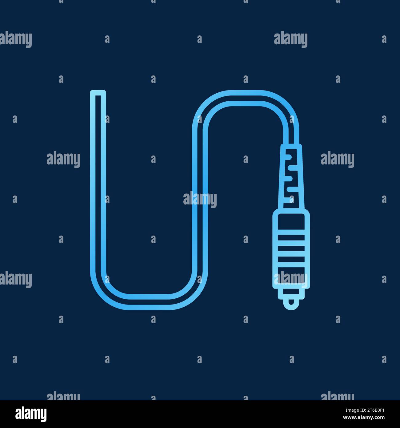 Optical Fiber Connector vector blue concept outline icon on dark ...