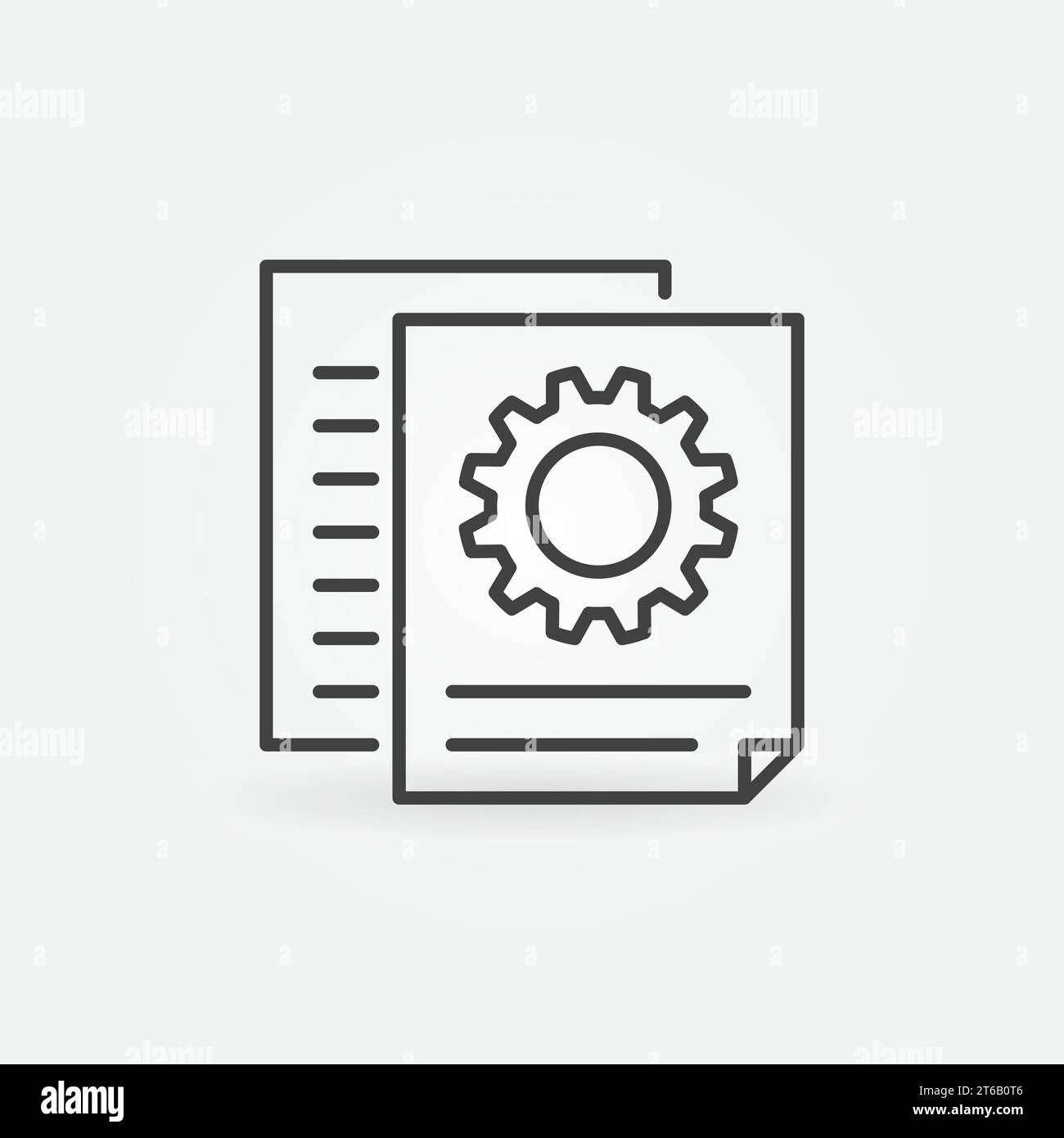 Documents With Cog Wheel vector concept icon or symbol in thin line ...