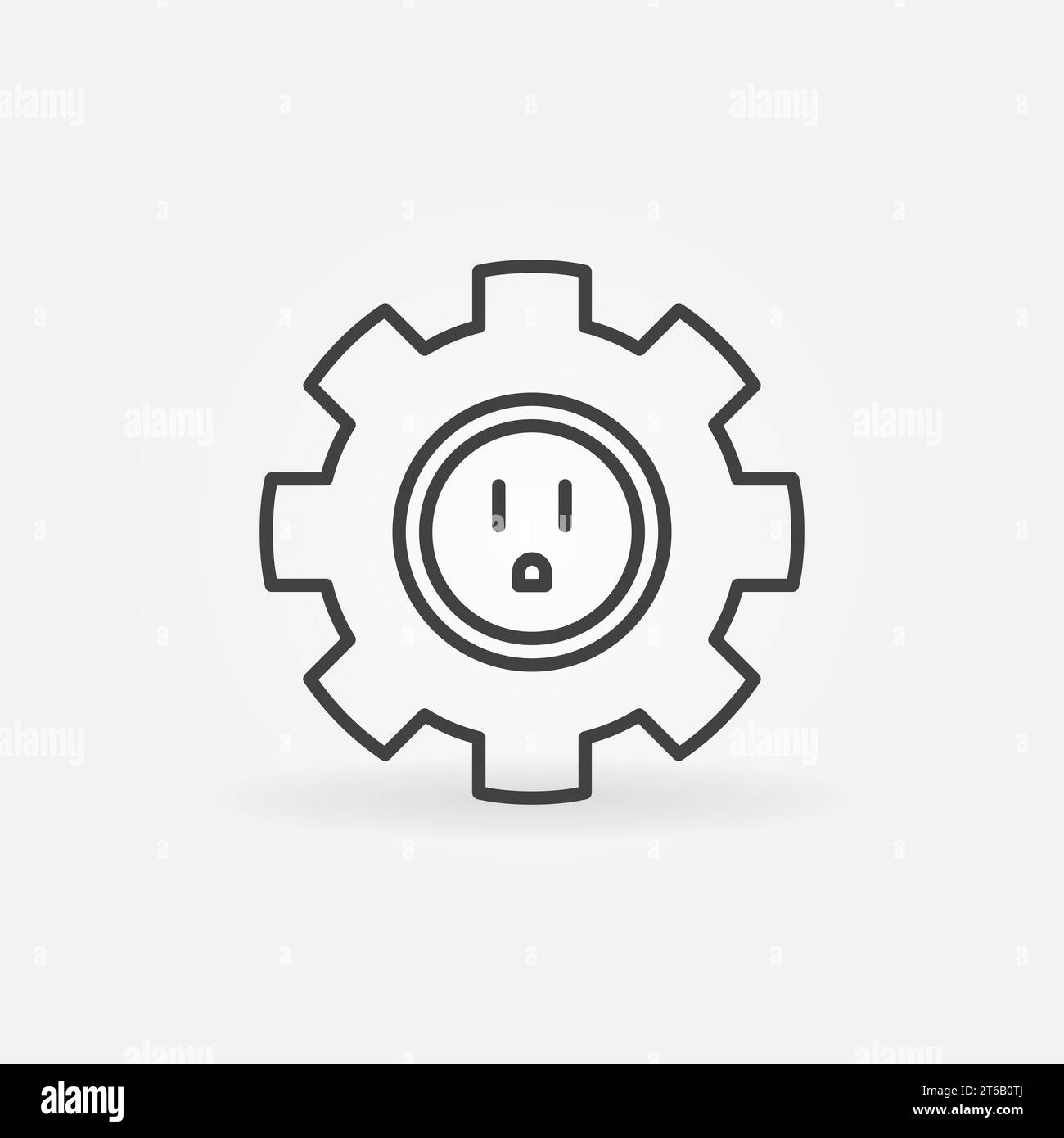 Gear with american type socket vector concept outline icon or symbol ...