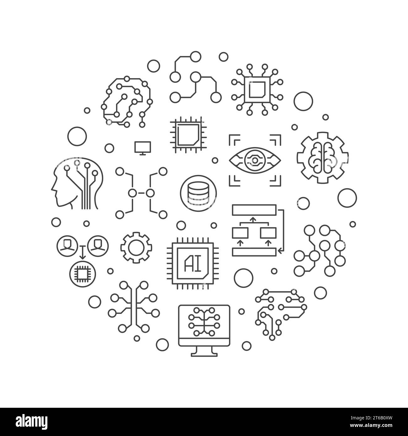 Artificial Intelligence Future Technology concept vector thin line ... Artificial Intelligence Future Technology concept vector thin line ...