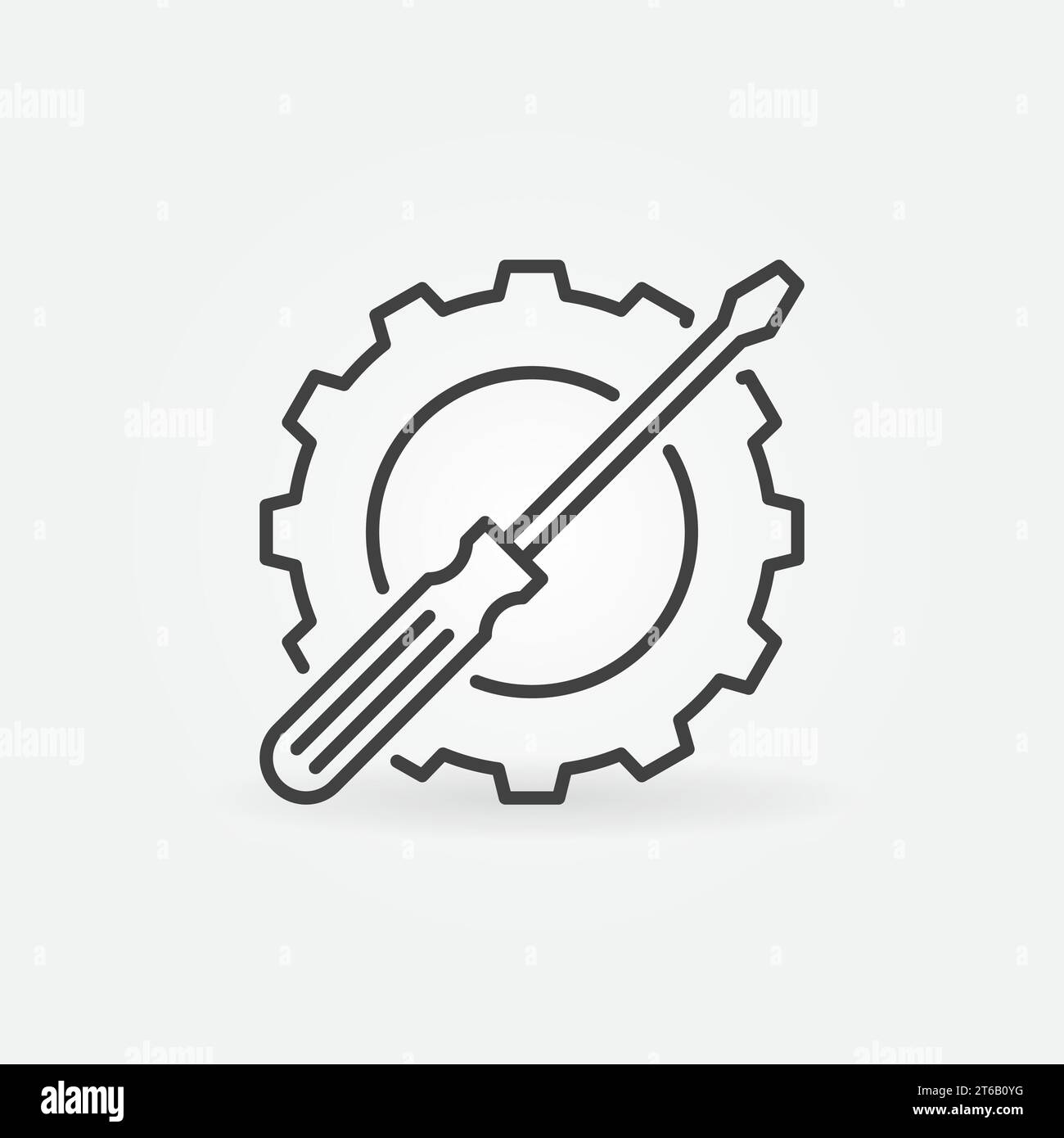 Screwdriver with Gear outline icon. Setup vector line concept symbol ...