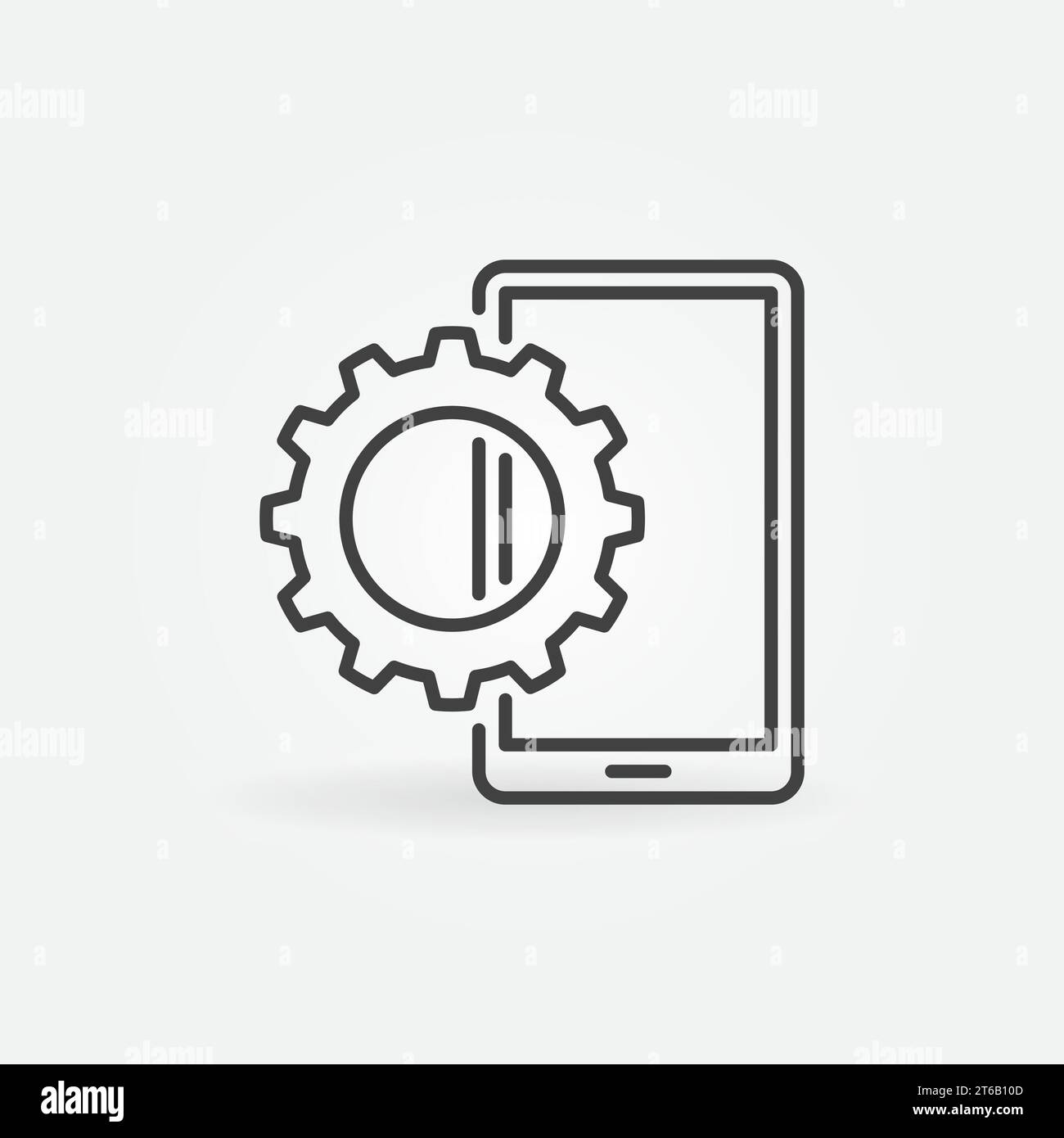 Smartphone with Cog Wheel line icon. Phone Setup vector concept sign in ...