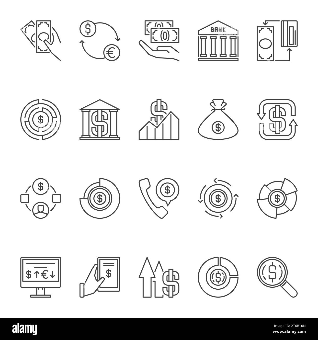 USD linear icons set. Vector Money and Dollar concept outline symbols ...